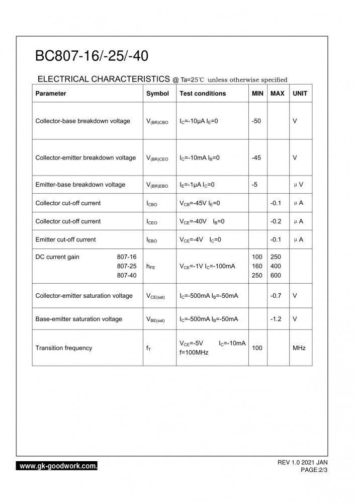 GOODWORK BC807-40 technical document page 2