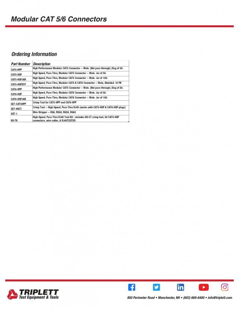 Triplett CAT6-HSP technical document page 2