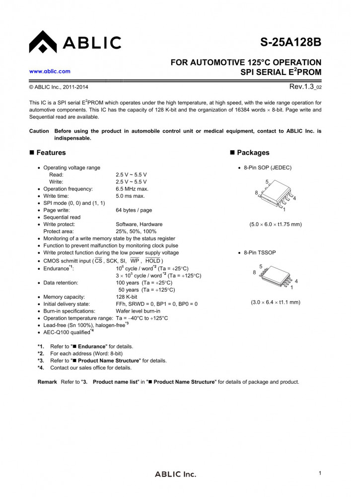S-25A128B datasheet page 1
