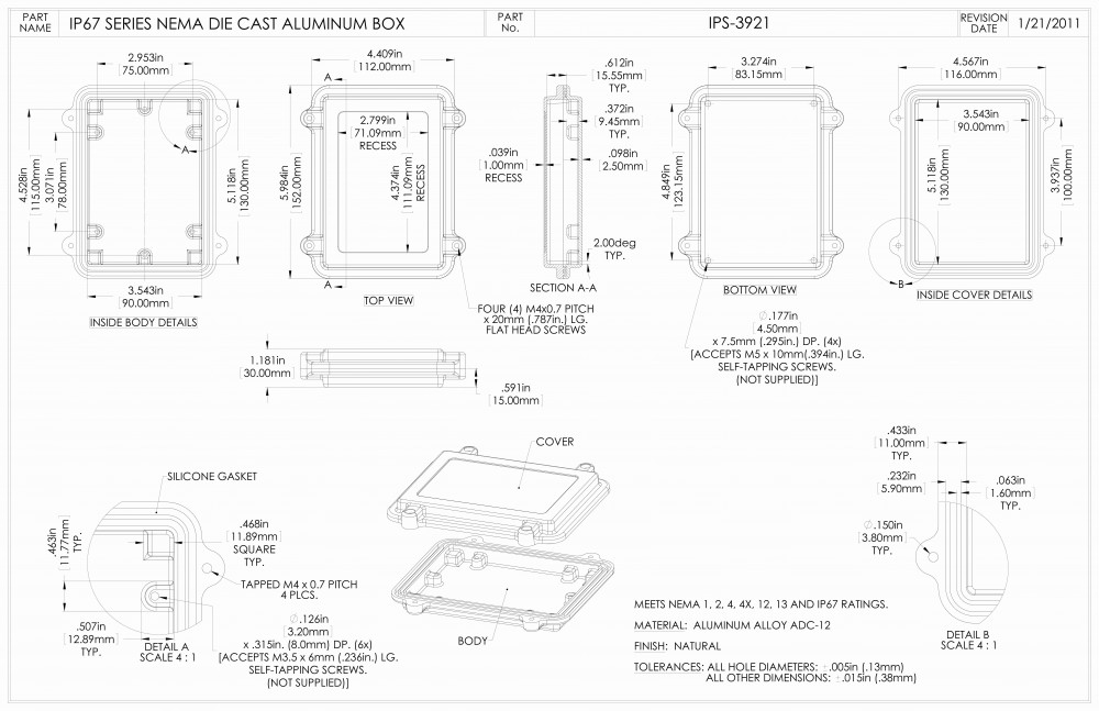 IPS-3921 product drawing preview