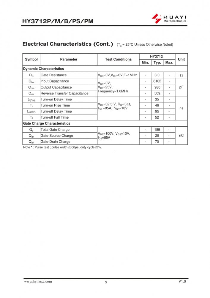 HY3712P datasheet page 3