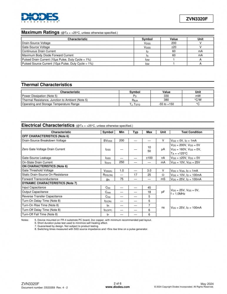 ZVN3320FTA datasheet page 2