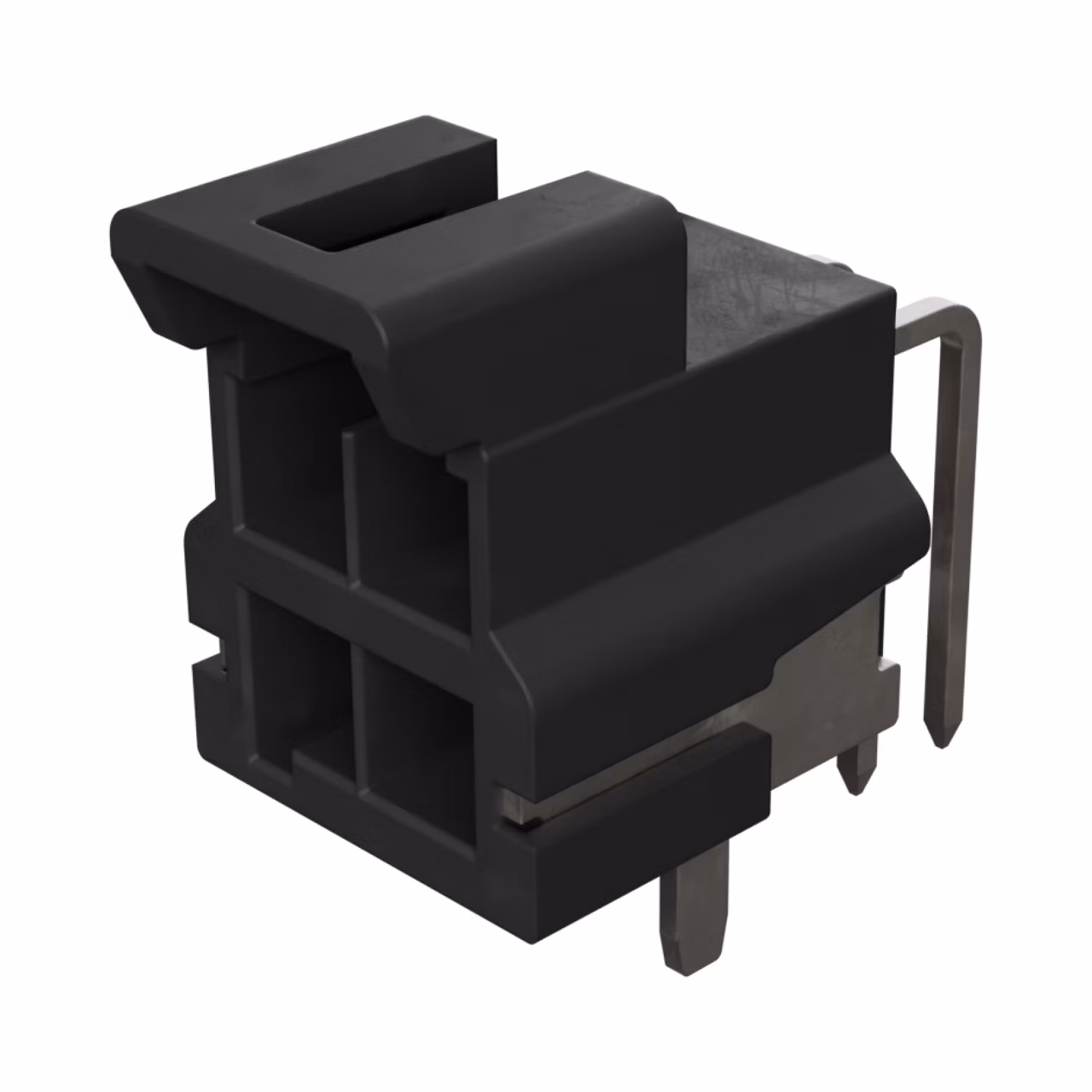 Ultra-Fit Right-Angle Header with Solder Nail, 3.50mm Pitch, Dual Row, 4 Circuits, Matte Tin (Sn) Plating, Black, Glow-Wire Capable, Tray for sale