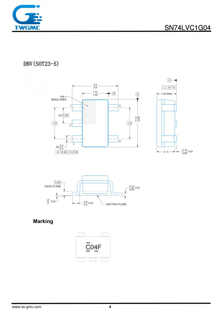 SN74LVC1G04DCKR datasheet page 4