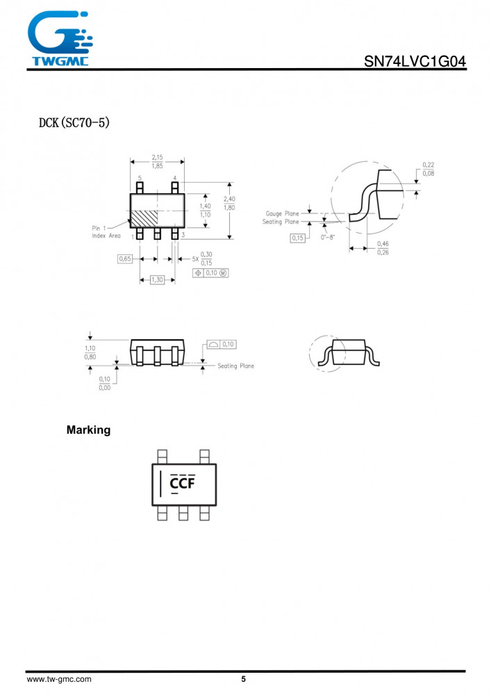 SN74LVC1G04DCKR datasheet page 5