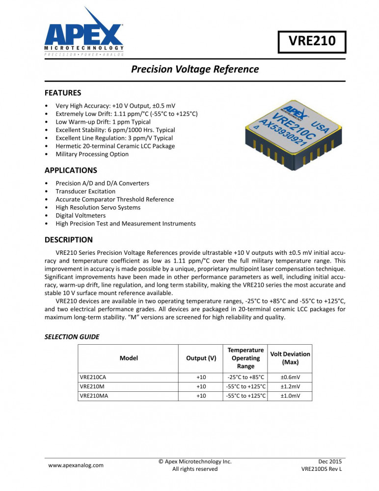 VRE210 technical document page 1