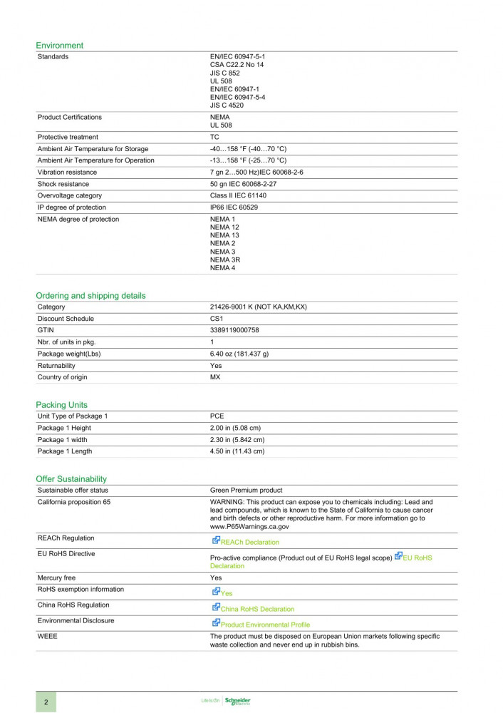 9001K1L38LGGH13 technical document page 2
