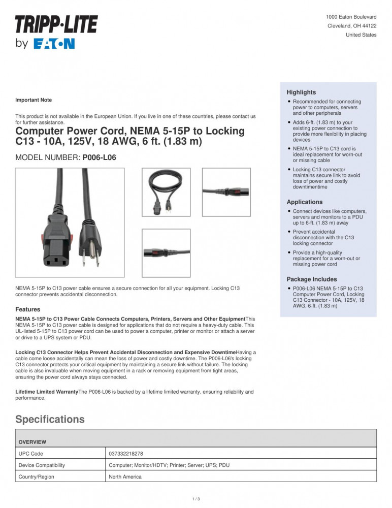 P006-L06 technical document page 1