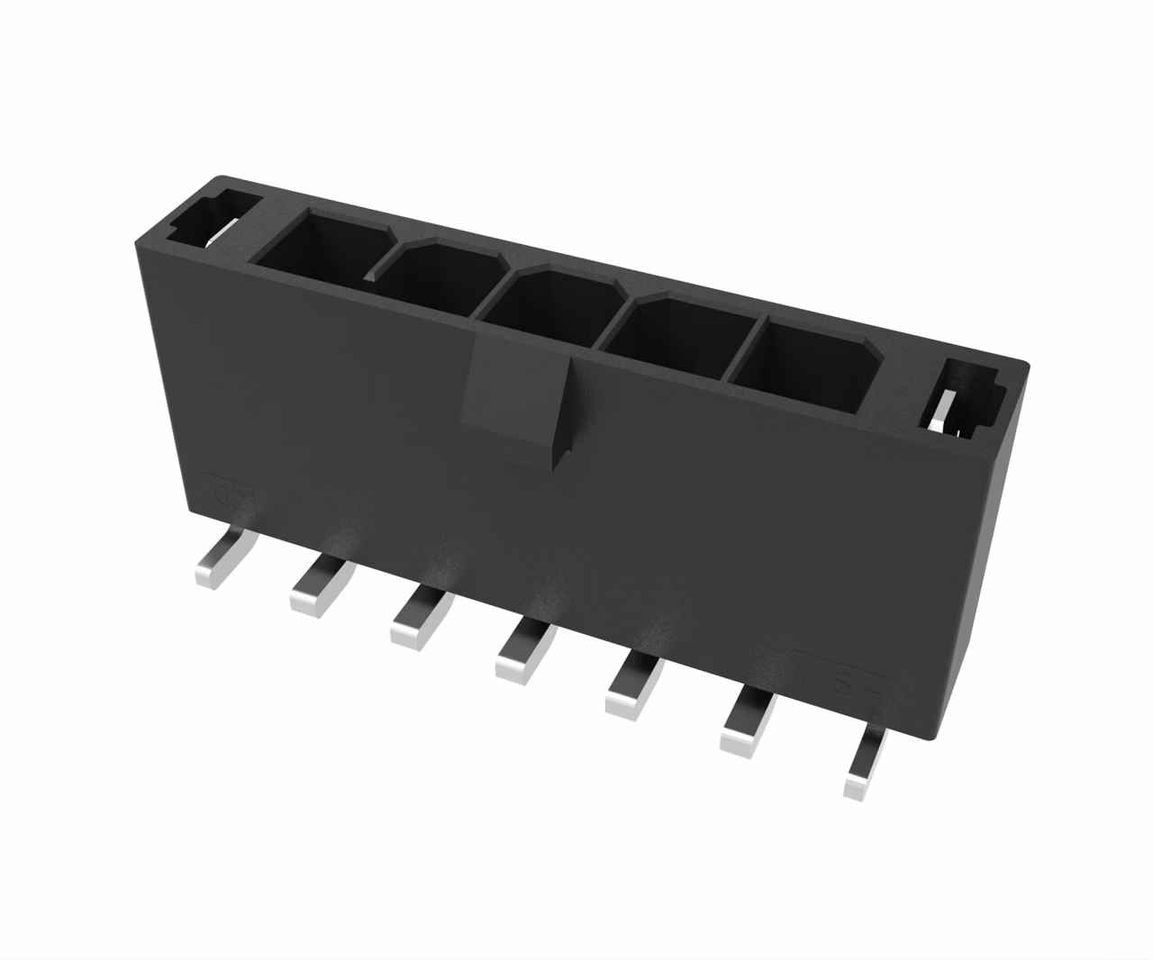 Mini-Fit Max Vertical Header, Single Row, Surface Mount, 5 Circuits, Matte Tin (Sn) Plating, Black, Glow-Wire Capable, Tape and Reel for sale