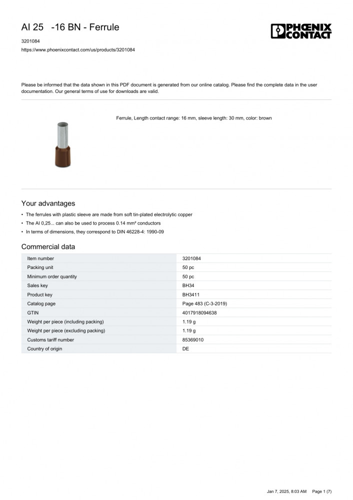 Phoenix Contact 3201084 technical document page 1