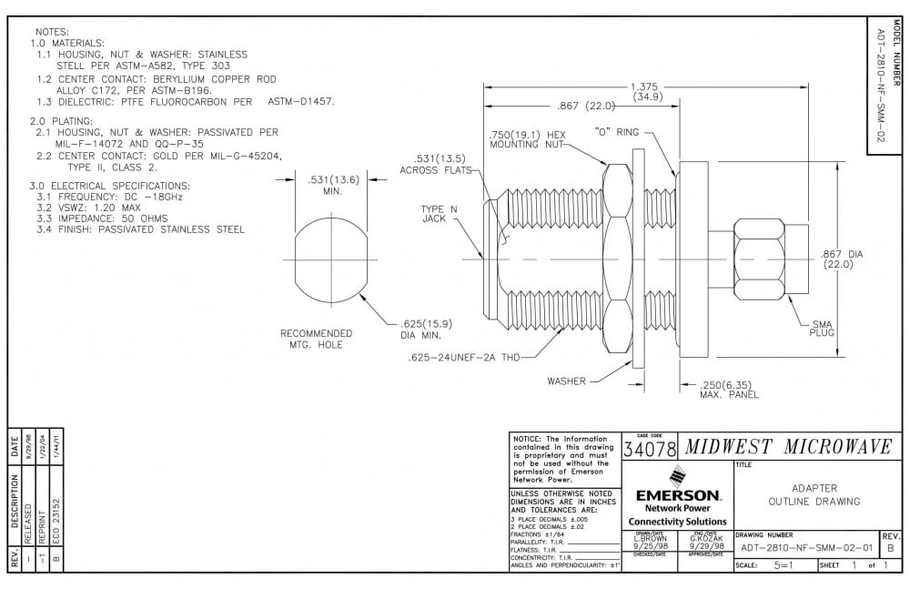 CINCH ADT-2810-NF-SMM-02 technical document page