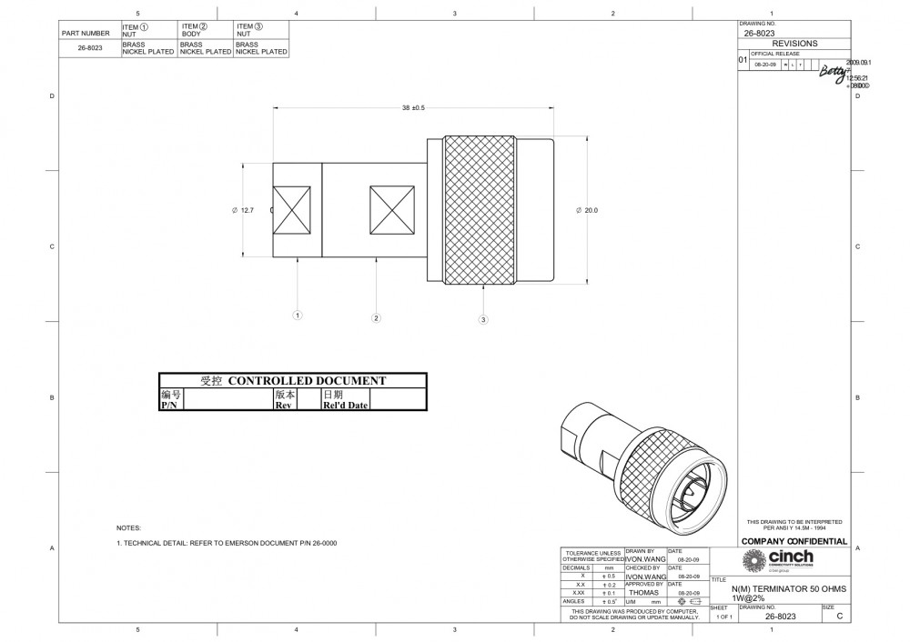 Bel Fuse 26-8023 engineering drawing