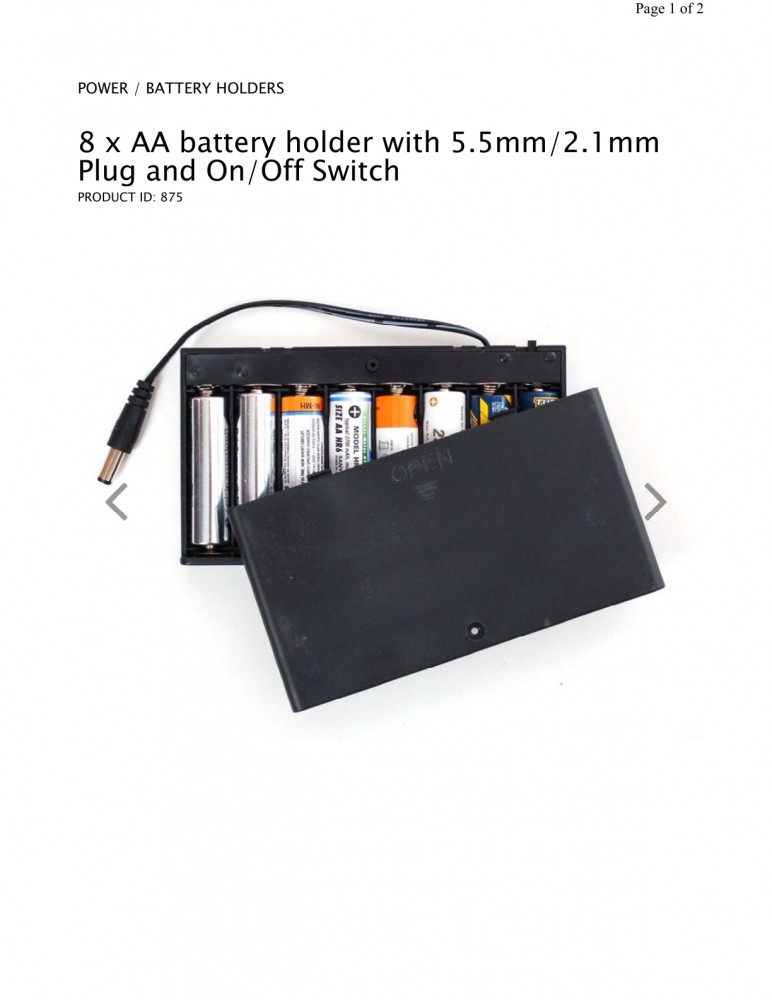Product 875 technical document page 1