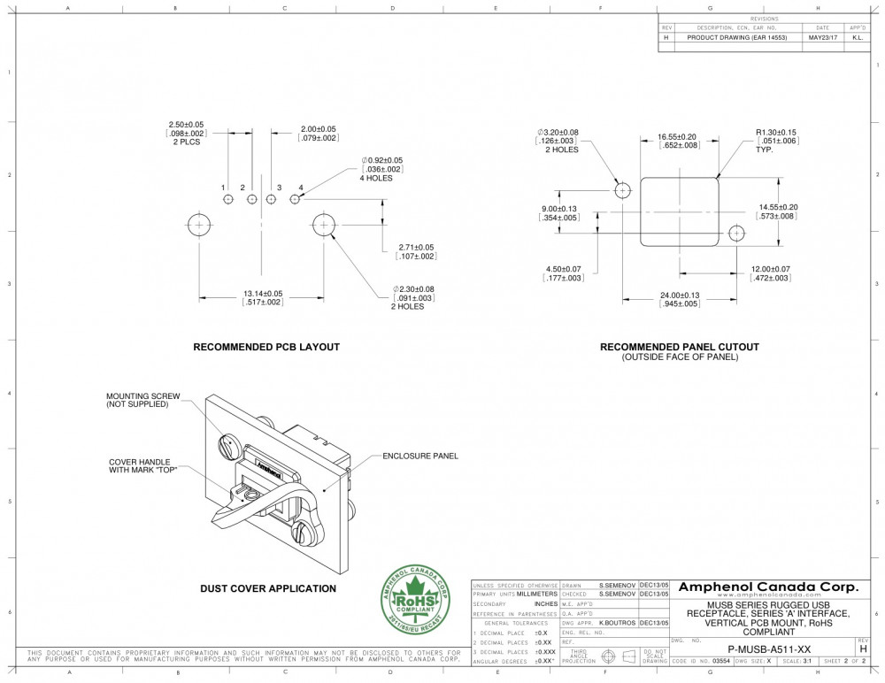 Amphenol MUSB-A511 product drawing page 2