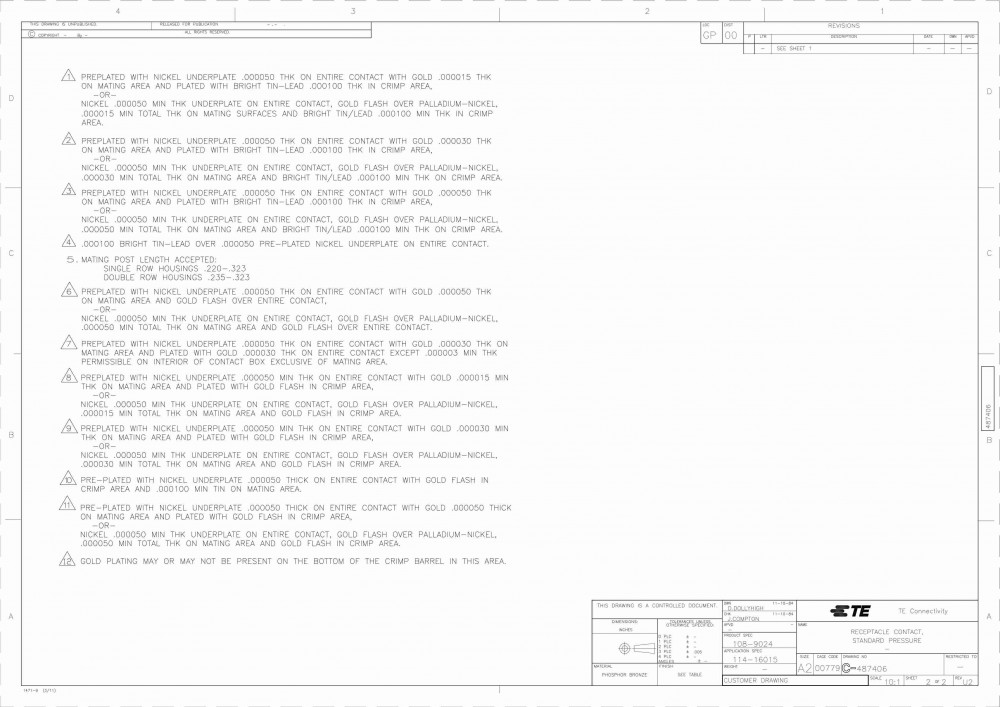 TE Connectivity 487406-9 controlled drawing page 2