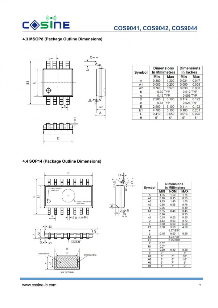 COS9041 datasheet page 9