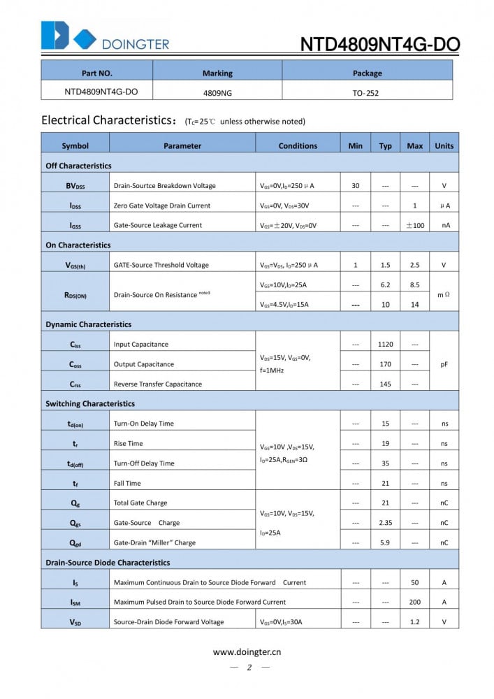NTD4809NT4G-DO datasheet page 2