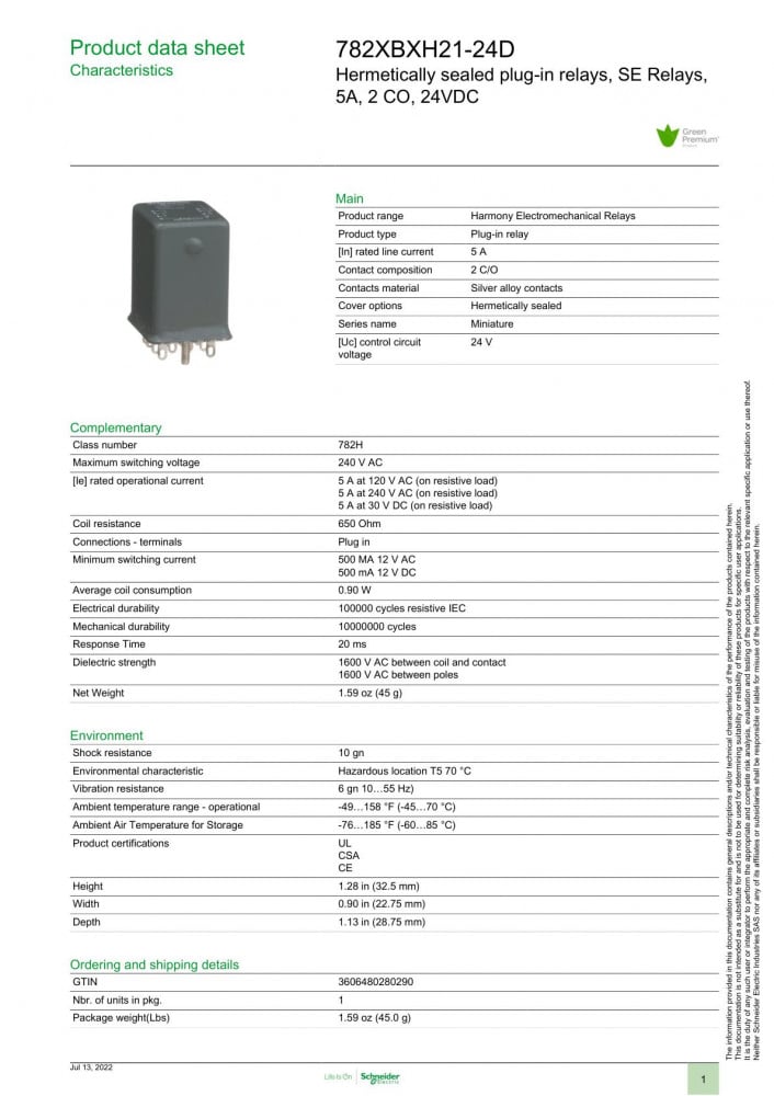 782XBXH2124D technical document page 1