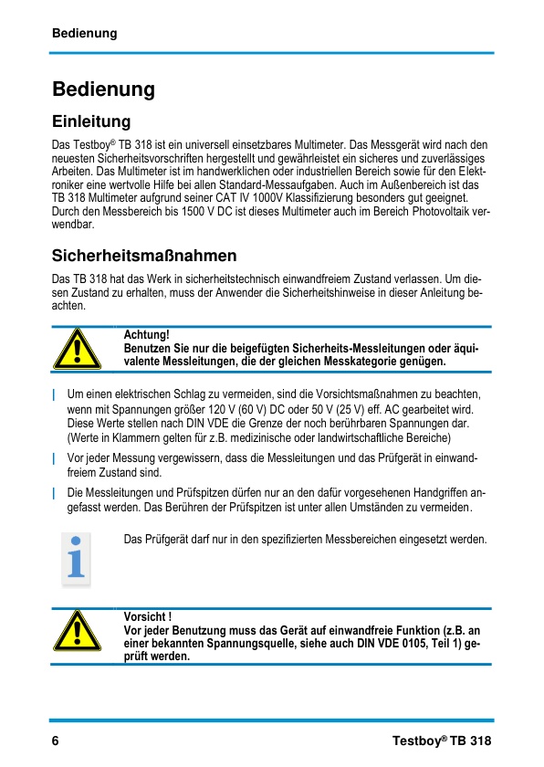 TESTBOY TB 318 manual page 6