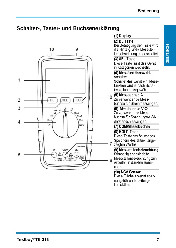 TESTBOY TB 318 manual page 7