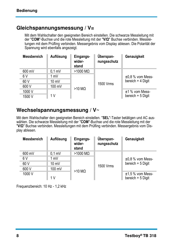 TESTBOY TB 318 manual page 8