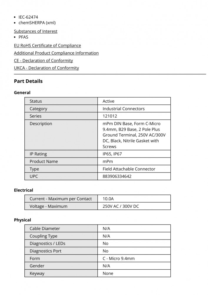 Molex DIN Valve Series B29 packaging specification page 2