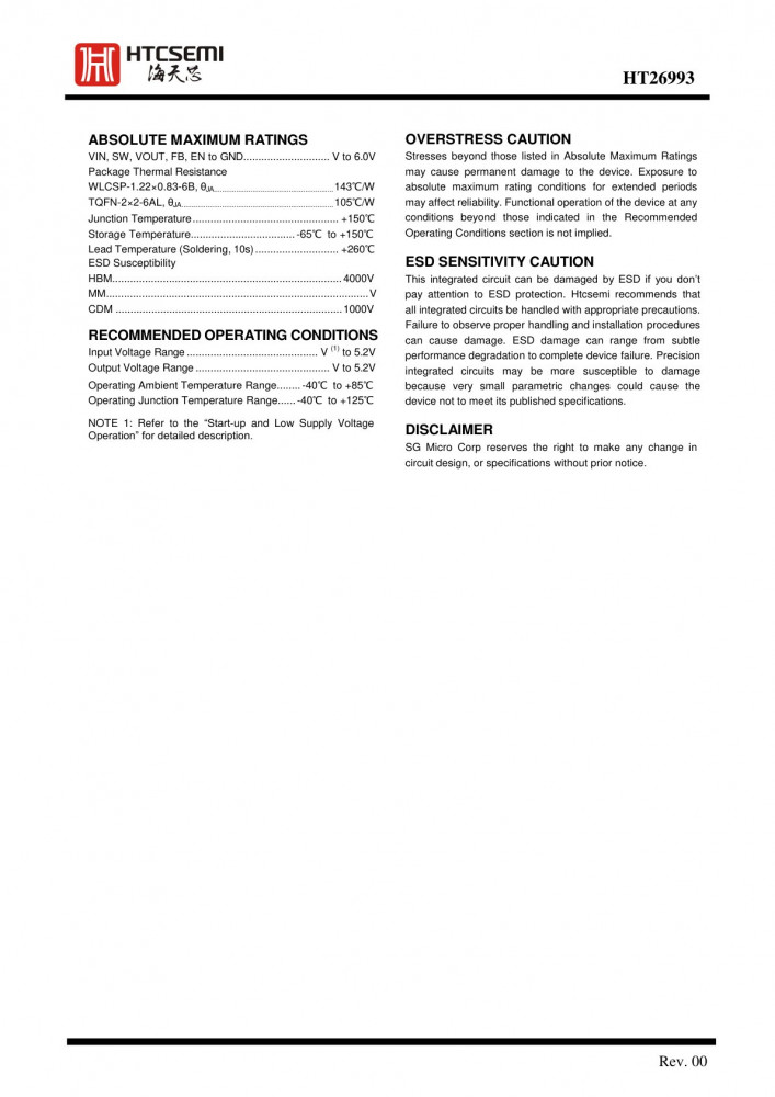 HT26993D-ADJ datasheet page 2