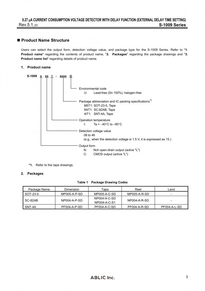 ABLIC S-1009 technical document page 3