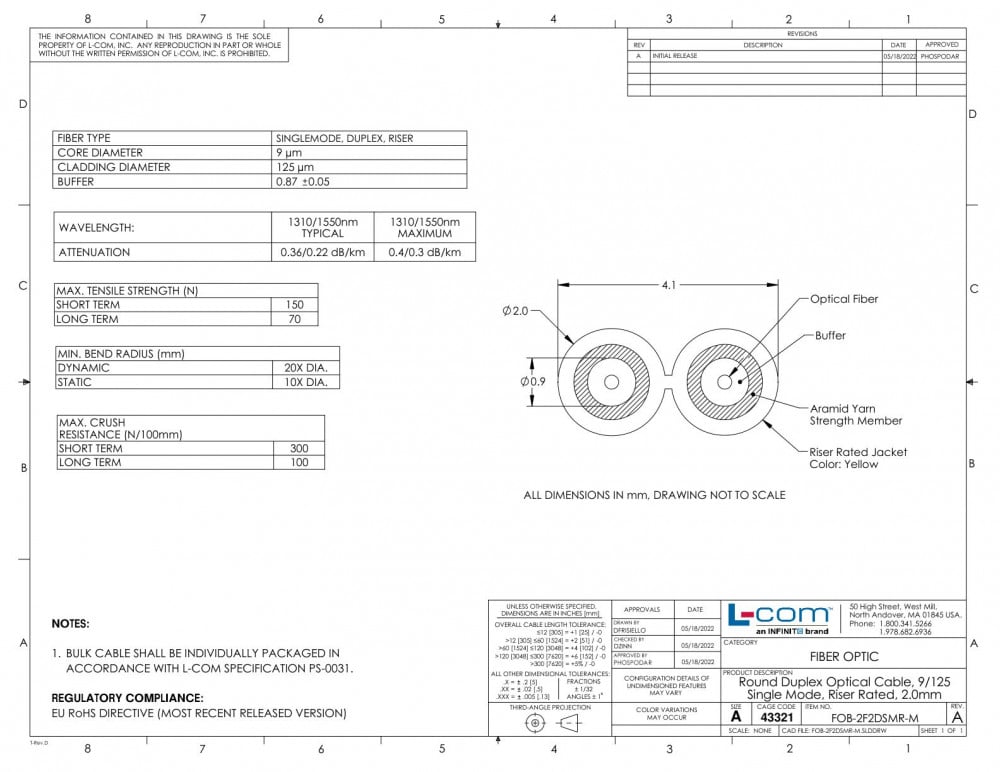 FOB-2F2DSMR-M technical drawing