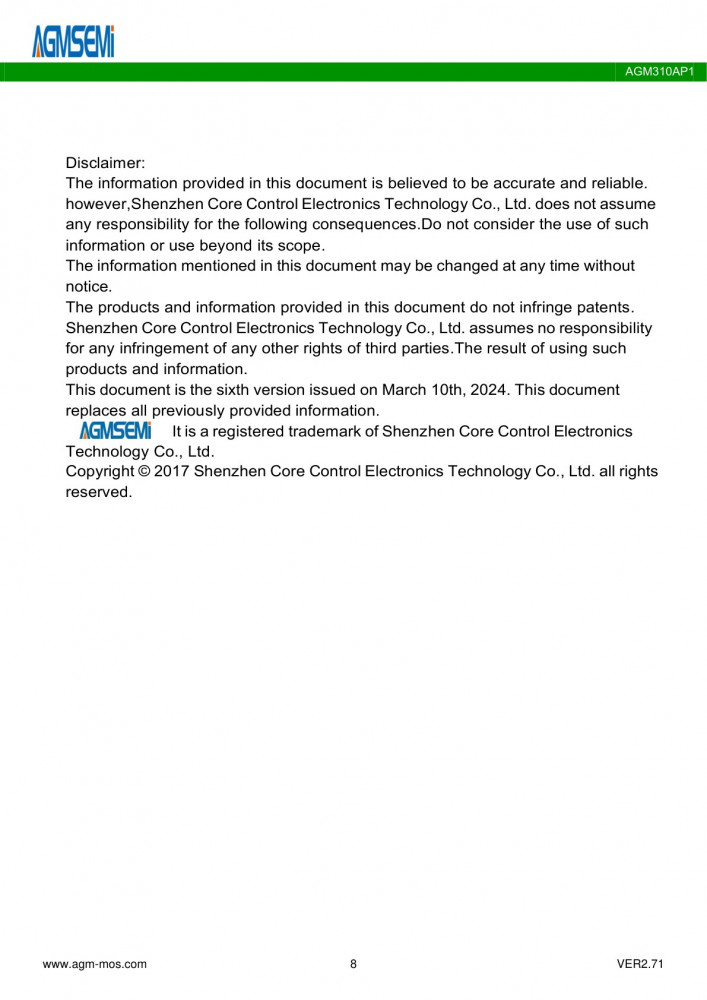 AGM310AP1 datasheet page 8