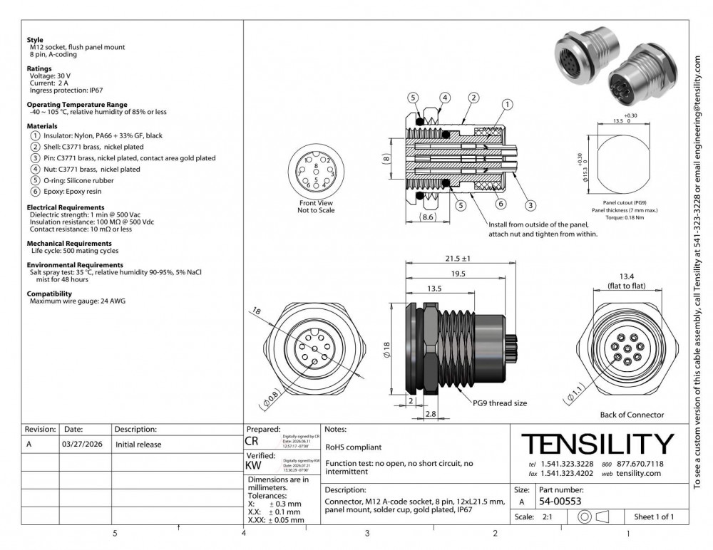 Tensility International 54-00553 product drawing preview