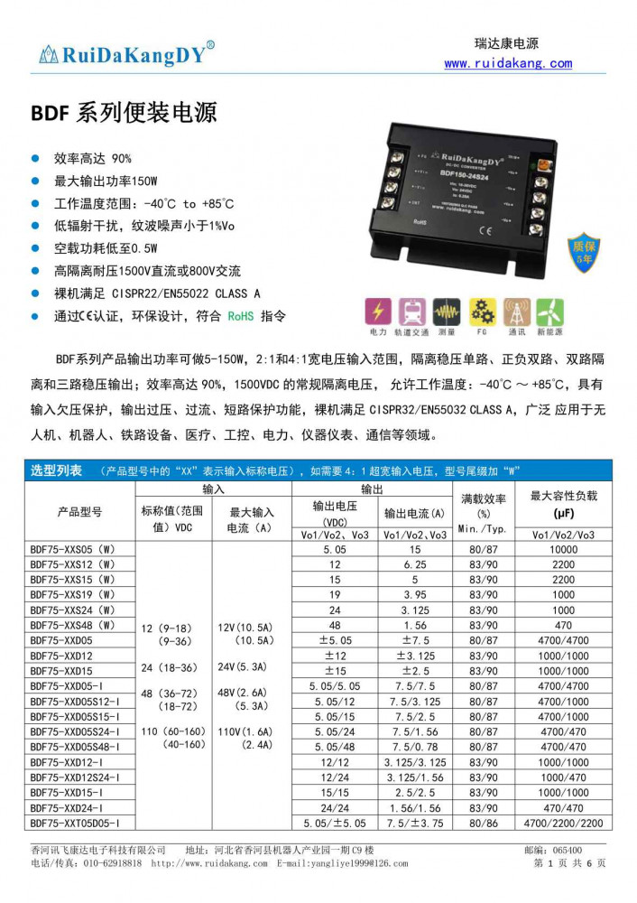 BDF series datasheet page 1