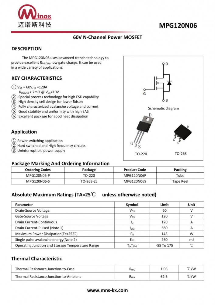 MPG120N06 datasheet page 1