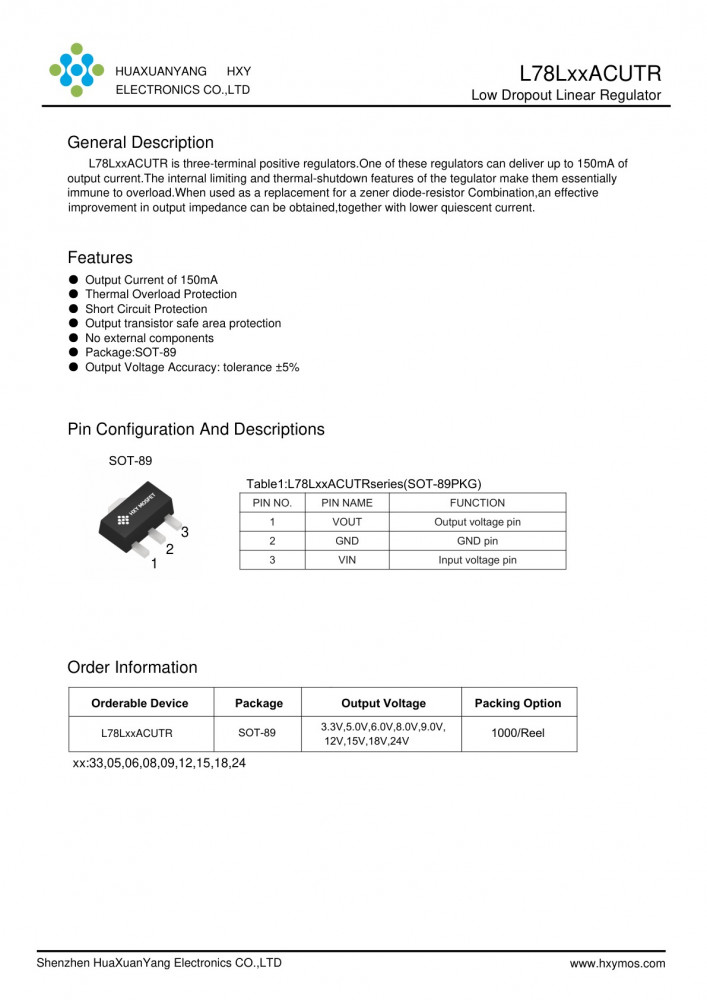 L78L05ACUTR-HXY technical document page 1
