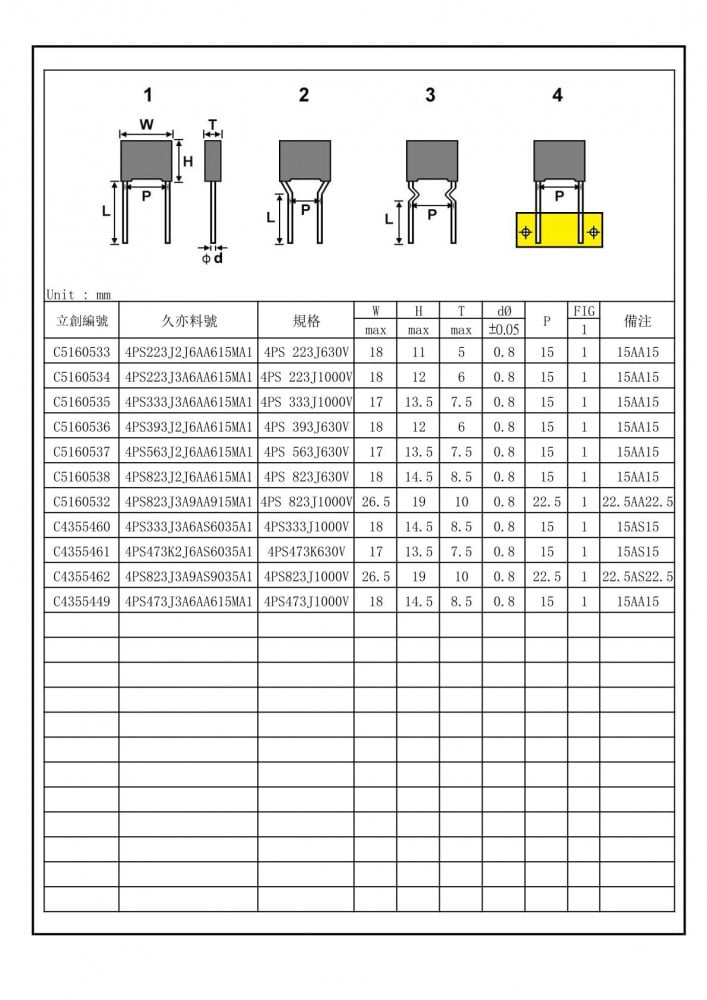 JOEY 4PS specification page 2