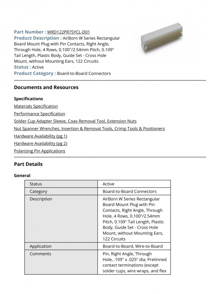 WRD122PR7SYCL-D01 technical document page 1