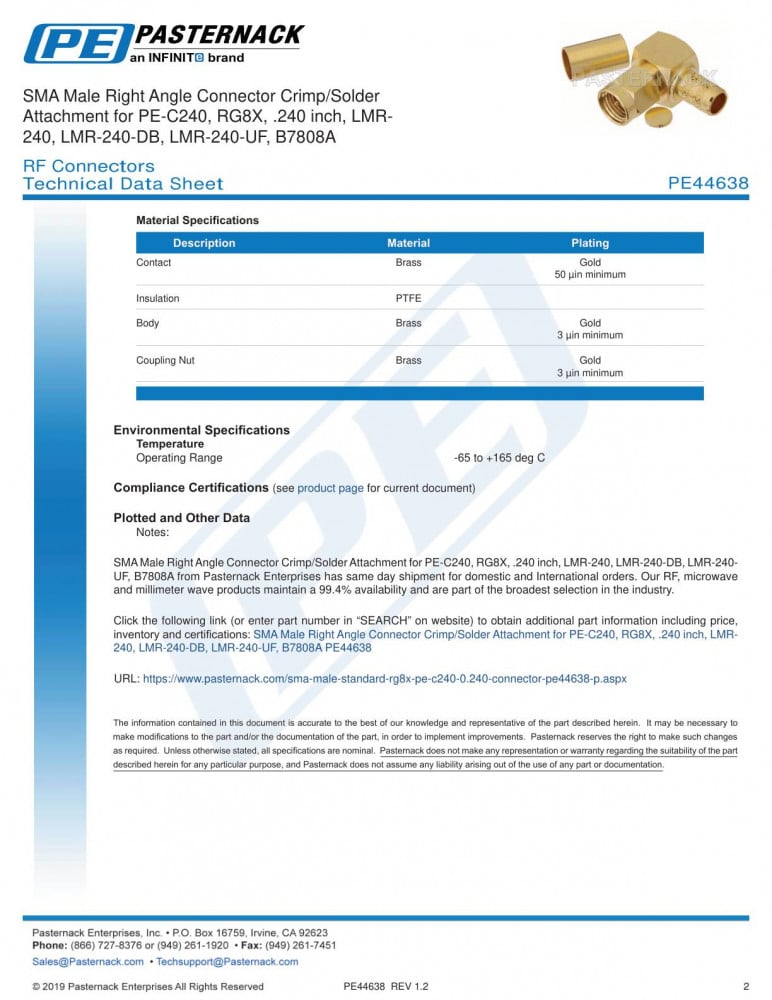 PE44638 technical datasheet page 2