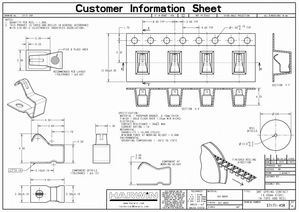 Harwin S7171-45R technical document page