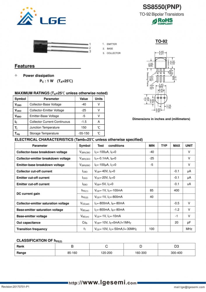 LGE SS8550 datasheet page 1