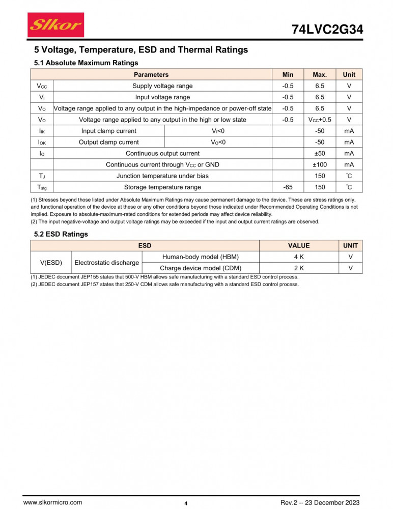 74LVC2G34S6 datasheet page 4
