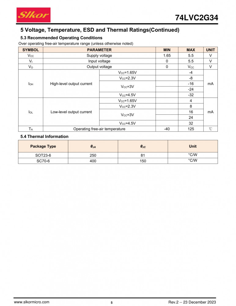 74LVC2G34S6 datasheet page 5
