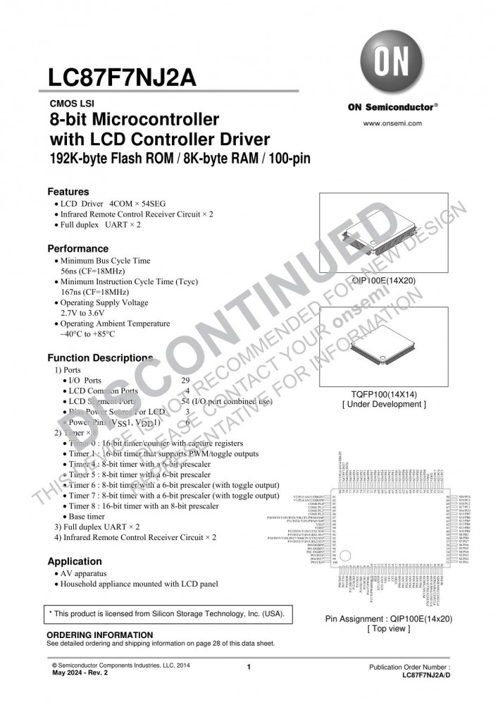 LC87F7NJ2A datasheet page 1