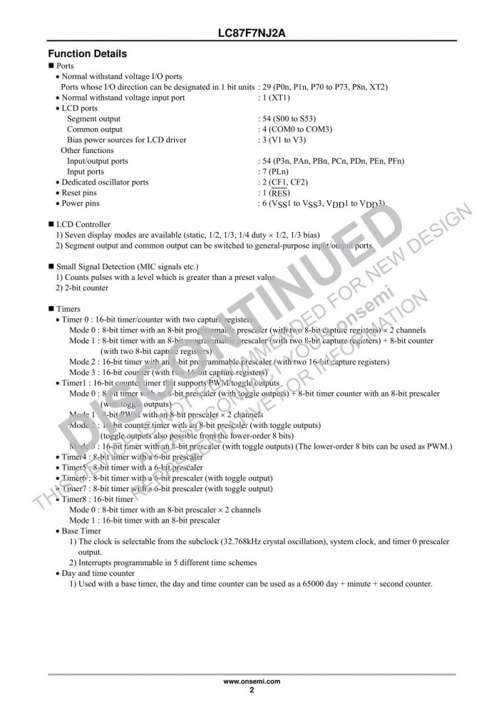 LC87F7NJ2A datasheet page 2