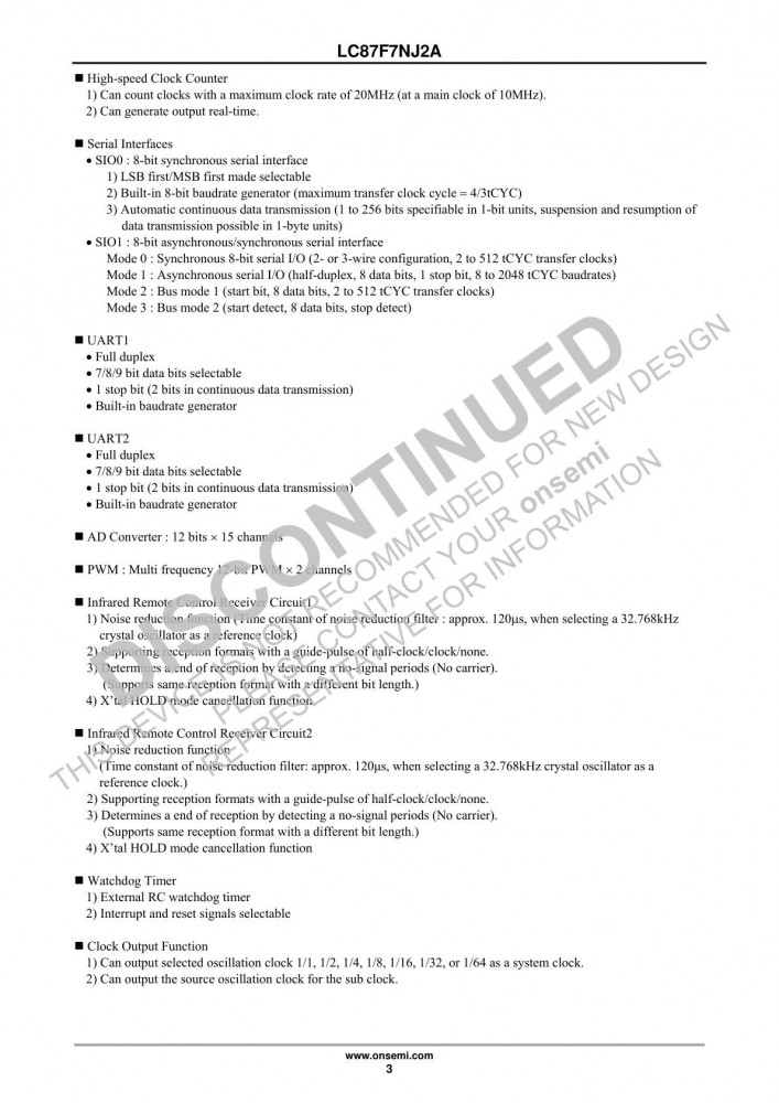 LC87F7NJ2A datasheet page 3