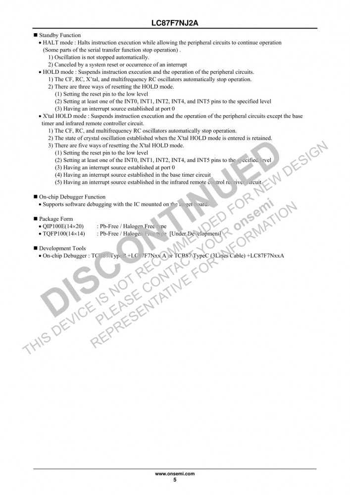 LC87F7NJ2A datasheet page 5