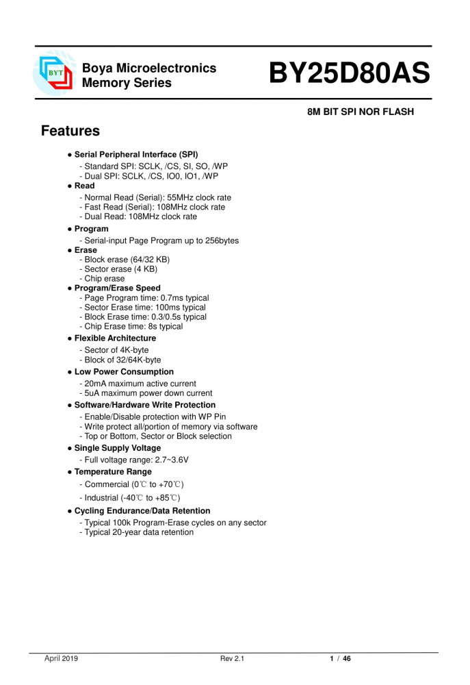 BY25D80ASSIG(R) datasheet page 1