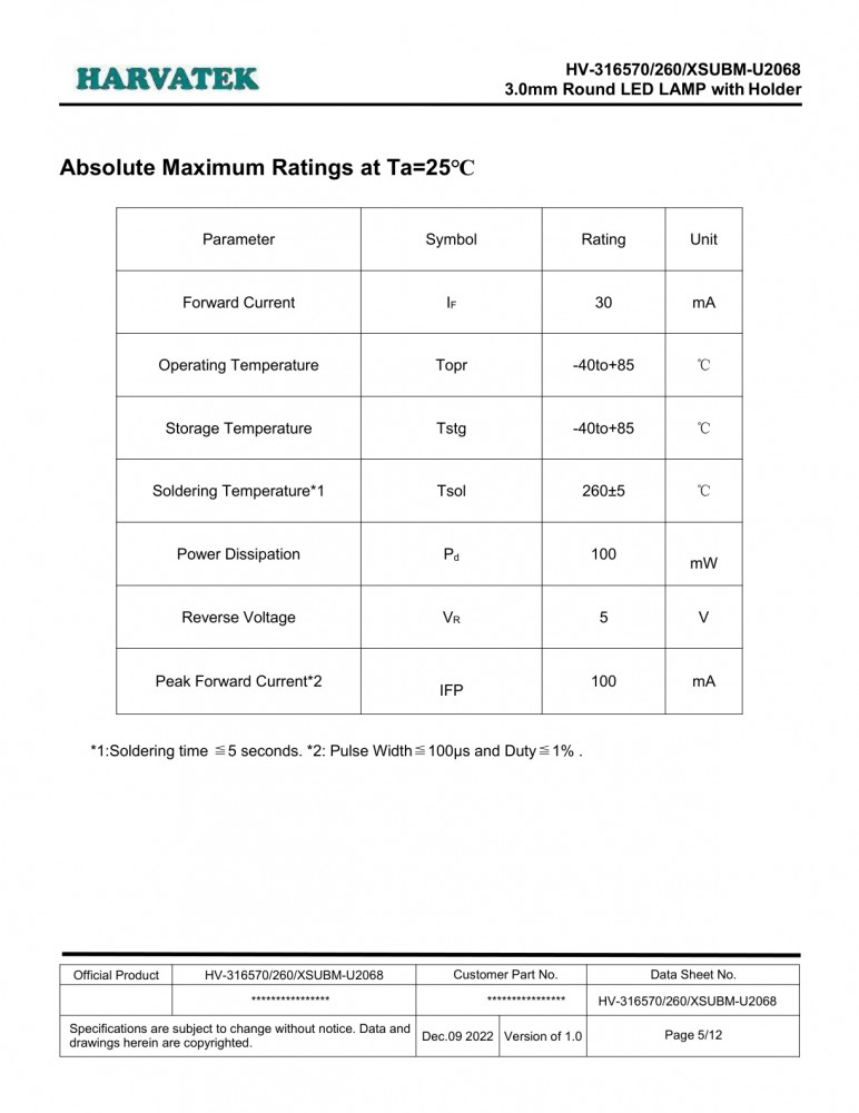 HV-316570/260/XSUBM-U2068 datasheet page 5