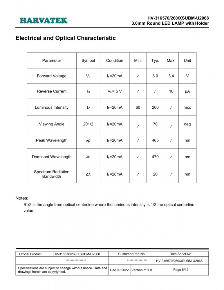 HV-316570/260/XSUBM-U2068 datasheet page 6