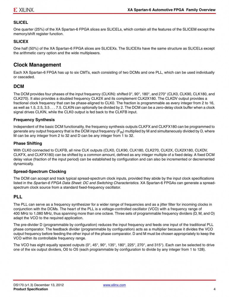XA Spartan-6 product specification page 4