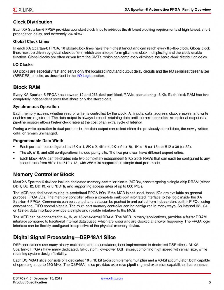 XA Spartan-6 product specification page 5